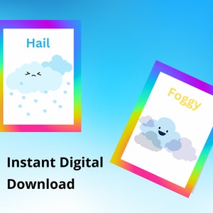 10 Super Cute Weather Bulletin Board Colors Poster Cards Alphabet Line ...