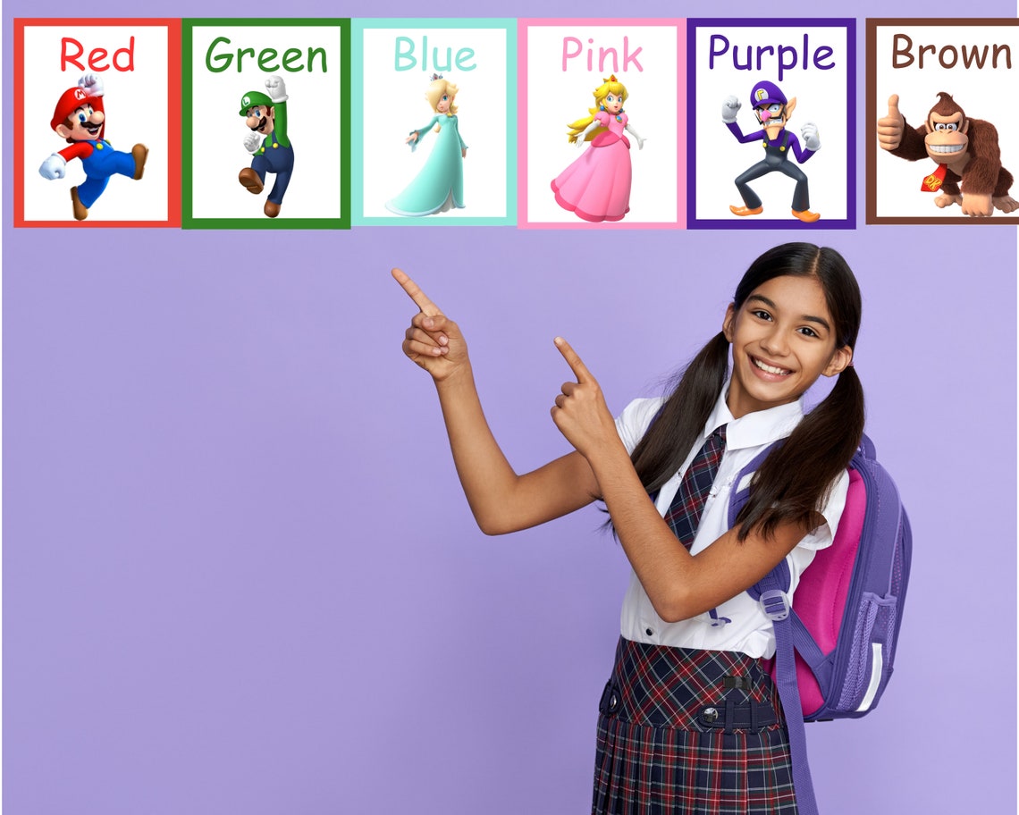 11 Super Mario Bulletin Board Color Poster Cards Alphabet Line for ...