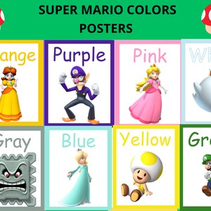 11 Super Mario Bulletin Board Color Poster Cards Alphabet Line for ...