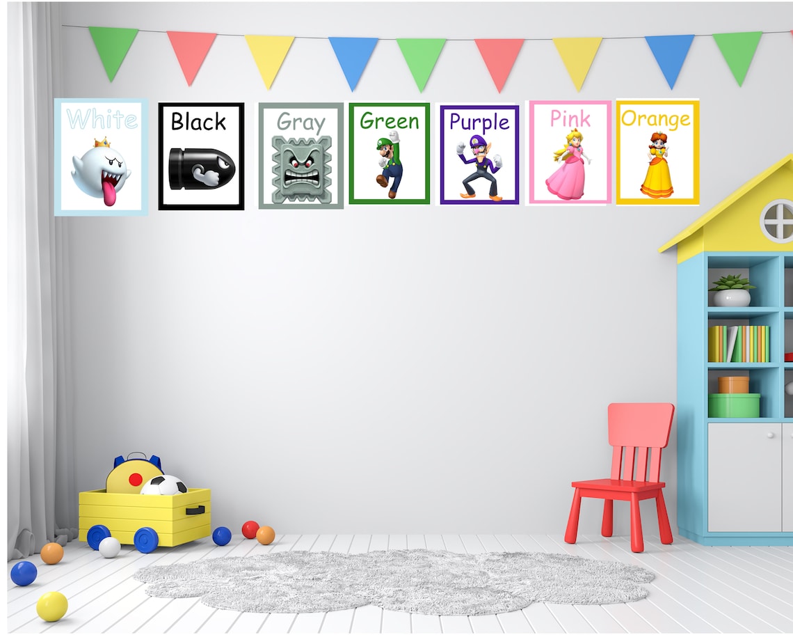 11 Super Mario Bulletin Board Color Poster Cards Alphabet Line for ...