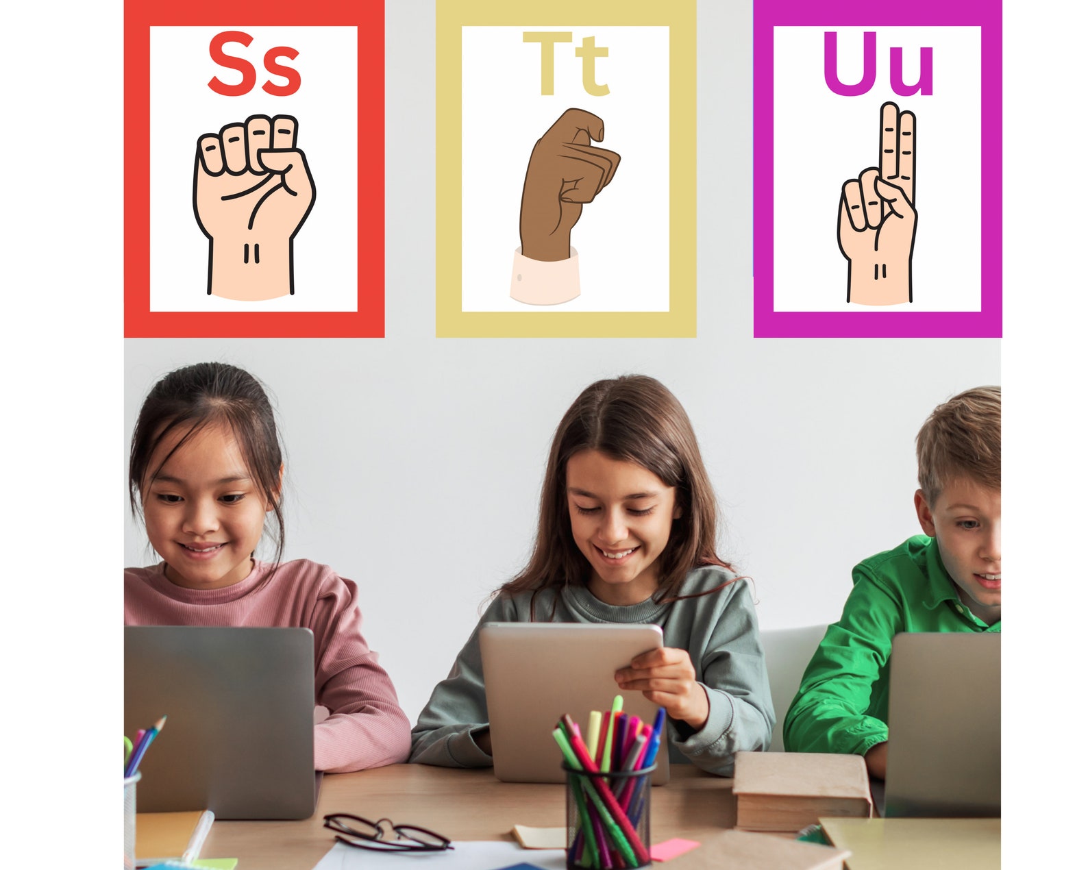 26 ASL Educational Bulletin Board Alphabet Poster Cards Alphabet Line ...