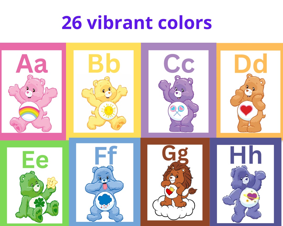26 Care Bear Bulletin Board Alphabet Poster Cards Alphabet Line for ...