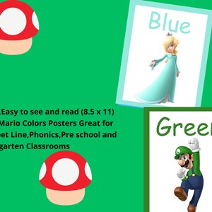 11 Super Mario Bulletin Board Color Poster Cards Alphabet Line for ...