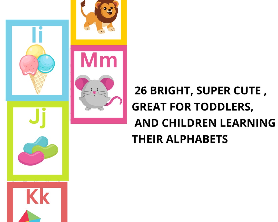 26 Educational Alphabet Flash Cards A4 Poster Cards for Classroom ...