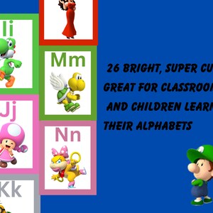 26 Super Mario Characters Educational Bulletin Board Alphabet Poster ...
