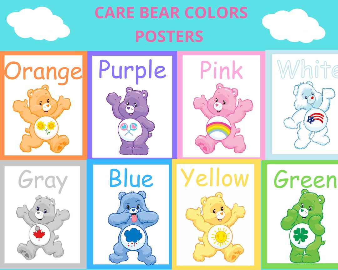 11 Care Bear Bulletin Board Colors Poster Cards Alphabet Line for ...