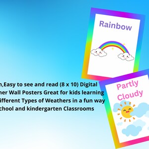 10 Super Cute Weather Bulletin Board Colors Poster Cards Alphabet Line ...