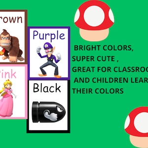11 Super Mario Bulletin Board Color Poster Cards Alphabet Line for ...