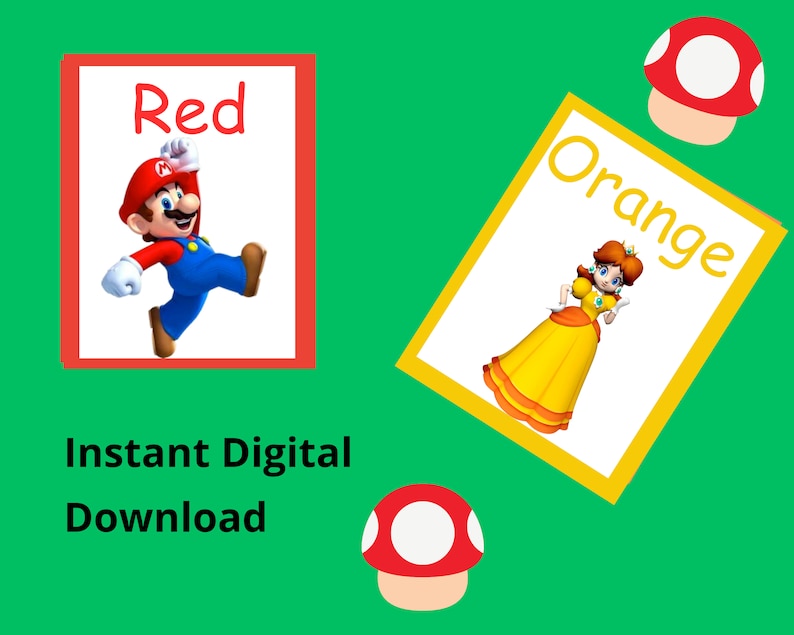 11 Super Mario Bulletin Board Color Poster Cards Alphabet Line for ...