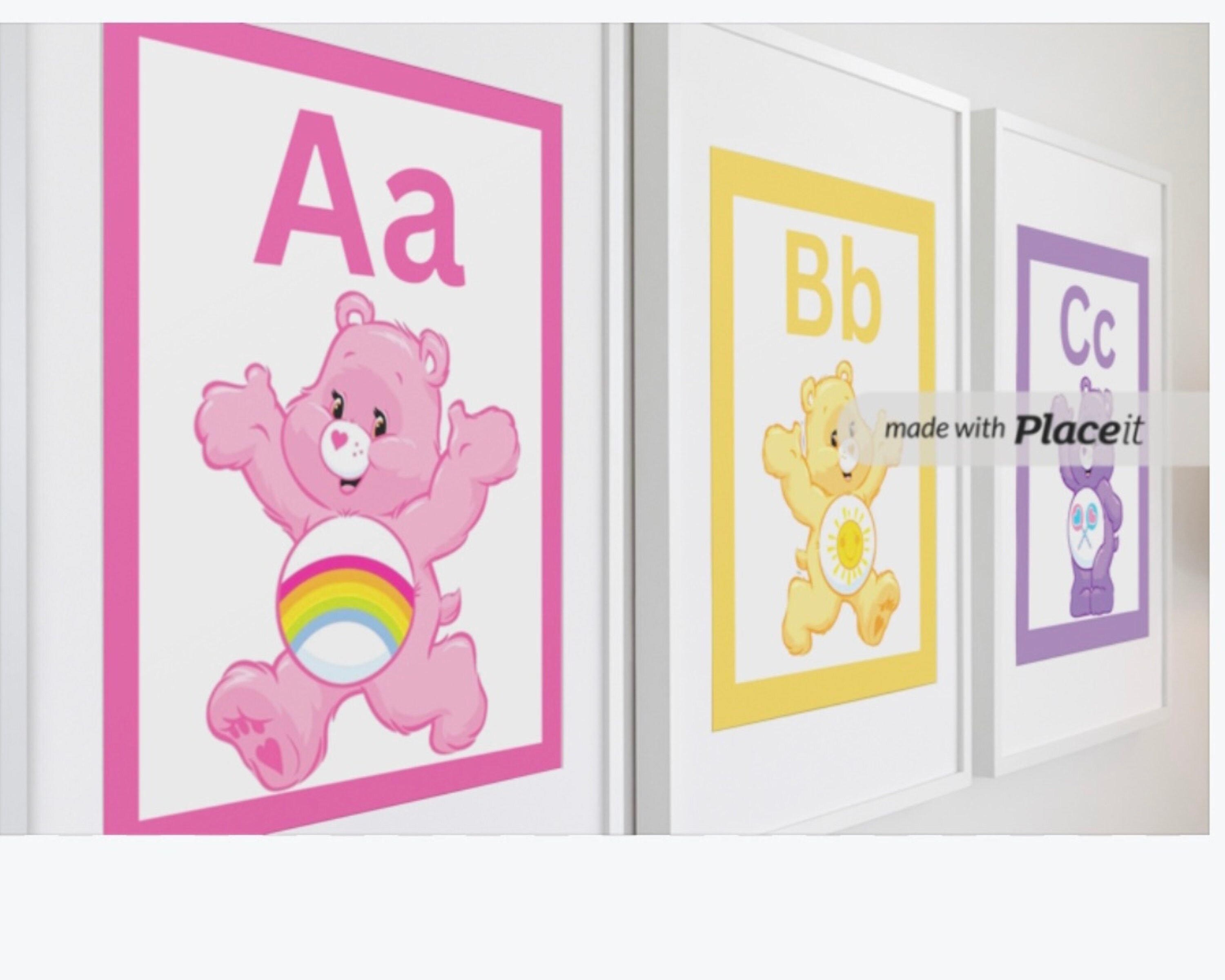 26 Care Bear Bulletin Board Alphabet Poster Cards Alphabet Line for ...
