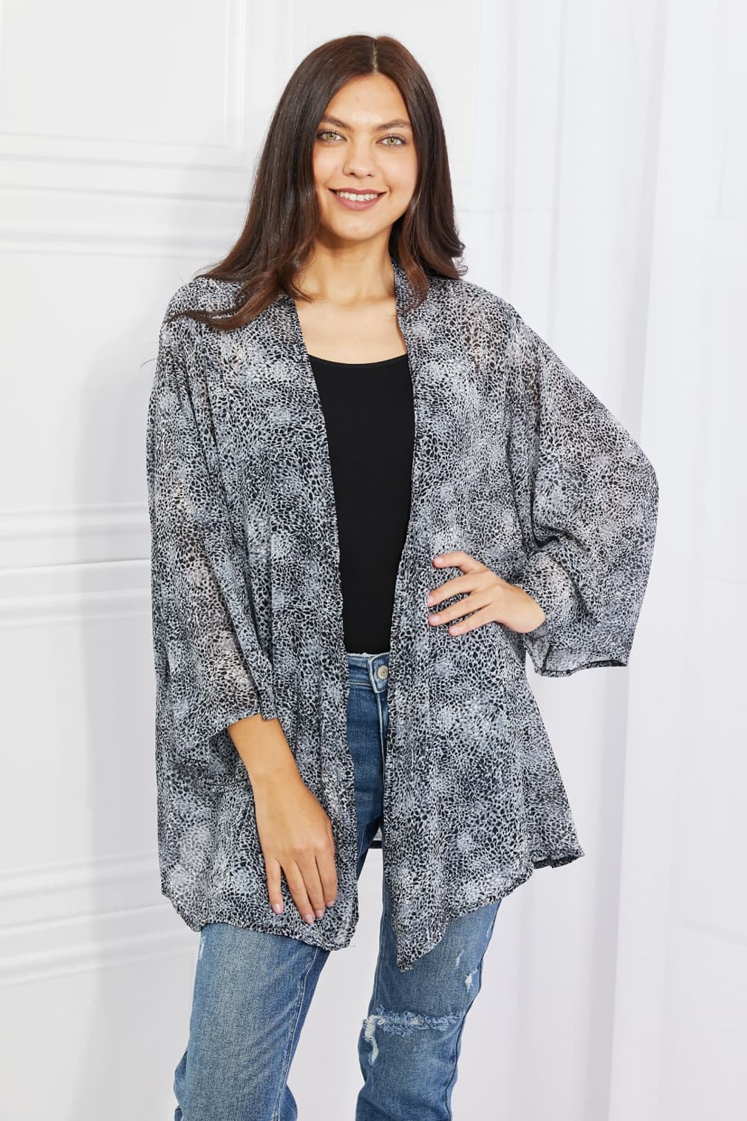 Melody Full Size Snake Print Chiffon Kimono - Etsy