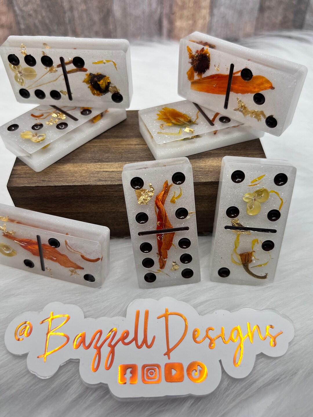 Orange Floral Double Six Domino Set - Etsy