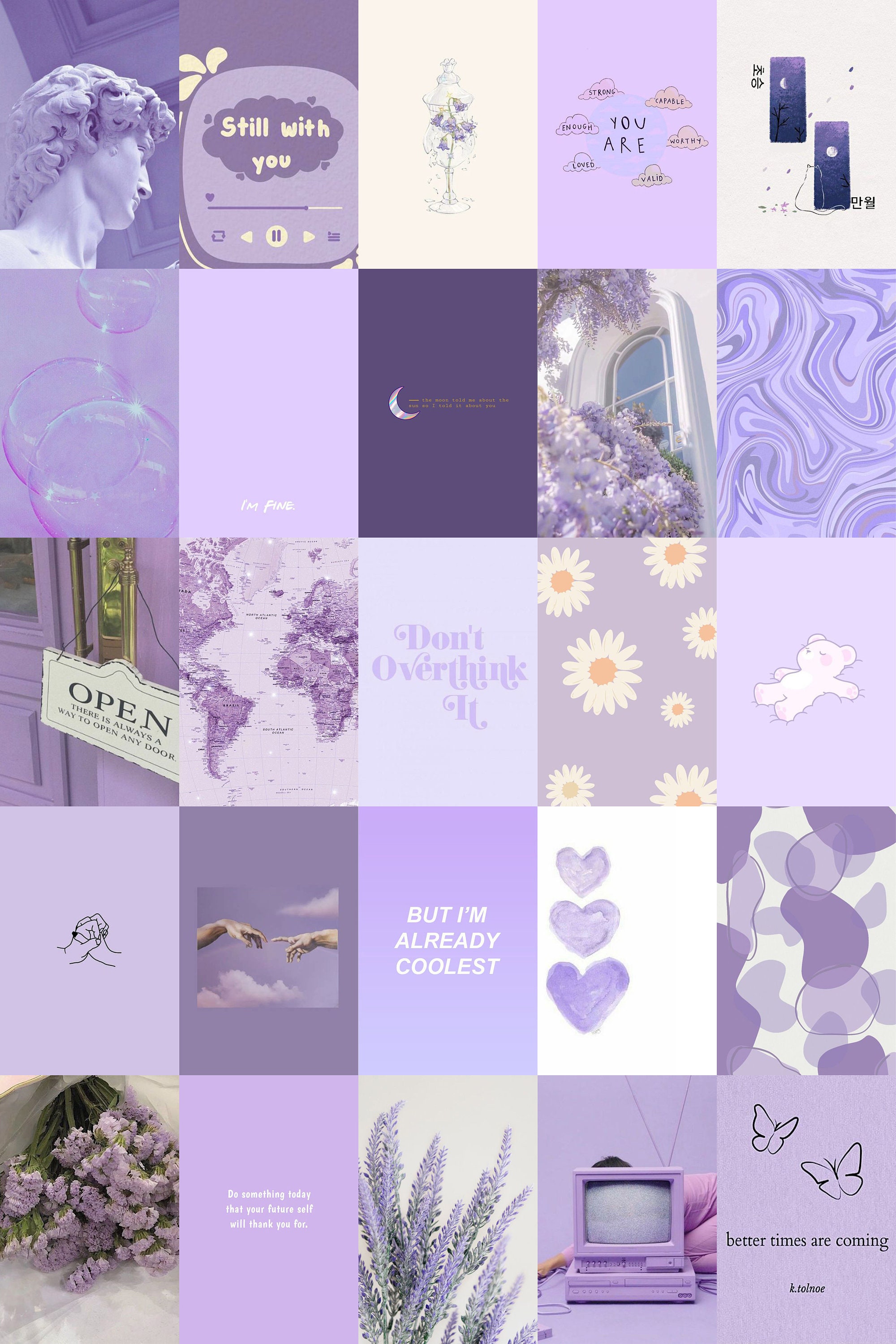 100 PCS | Purple Aesthetic Collage Kit | Lilac Vibe Wall Art Collage ...