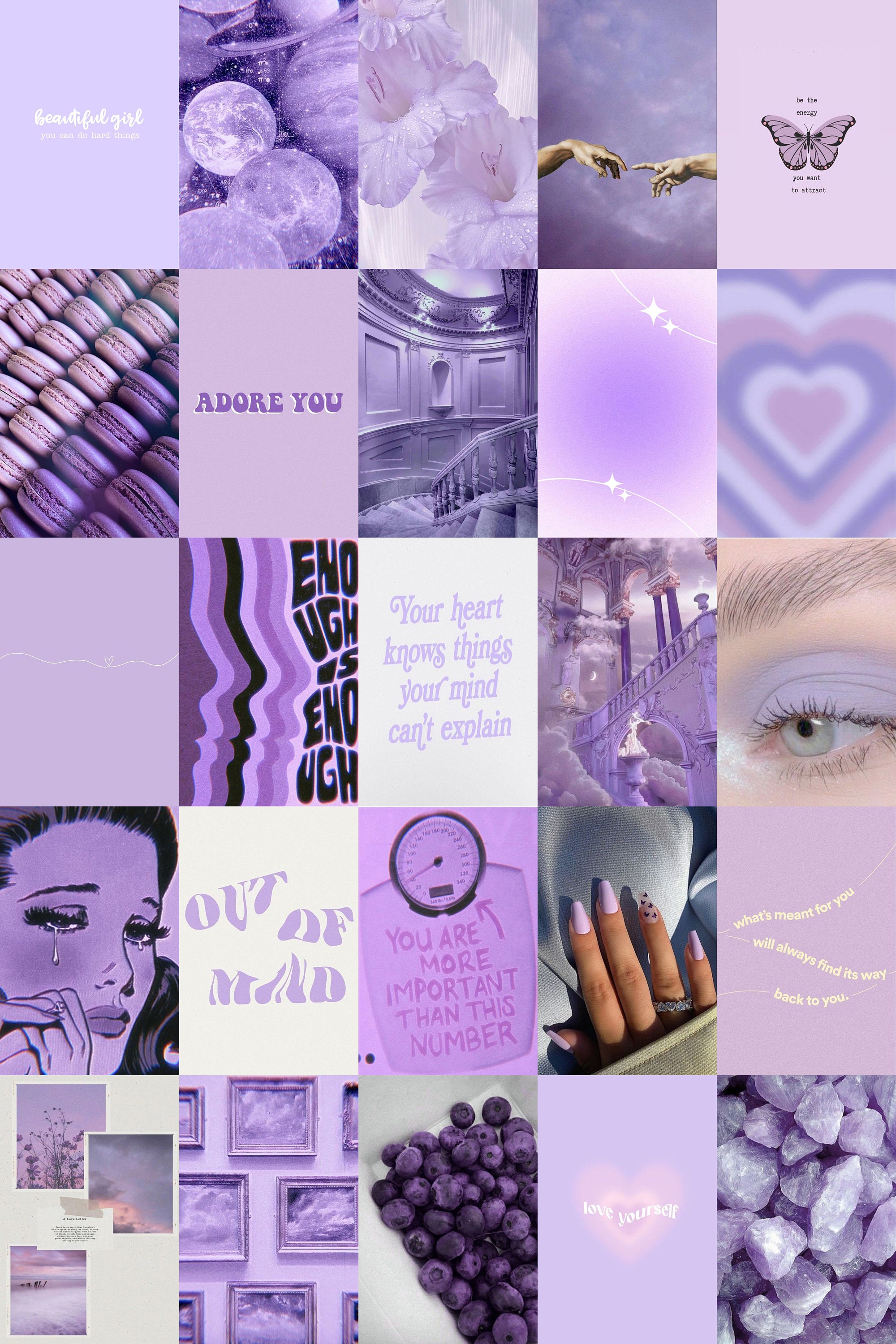 100 PCS | Purple Aesthetic Collage Kit | Lilac Vibe Wall Art Collage ...