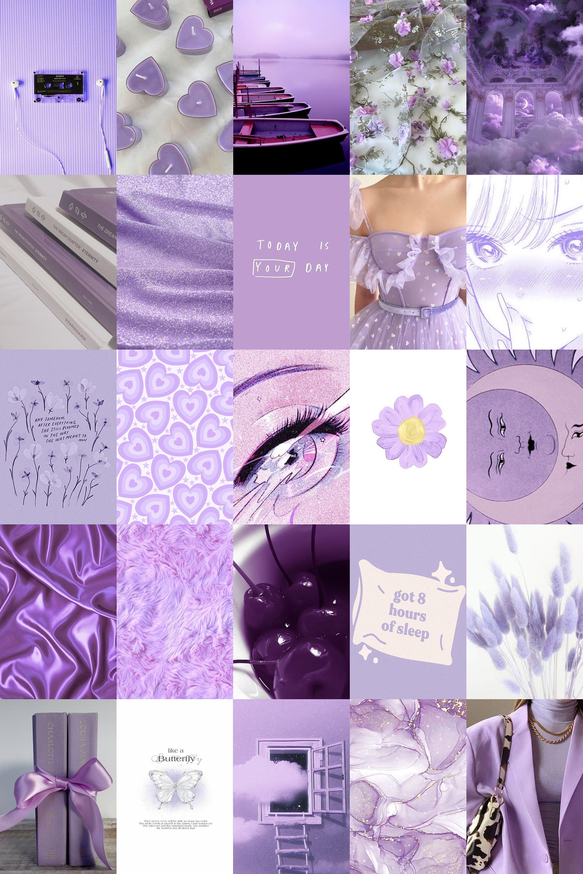 100 PCS | Purple Aesthetic Collage Kit | Lilac Vibe Wall Art Collage ...