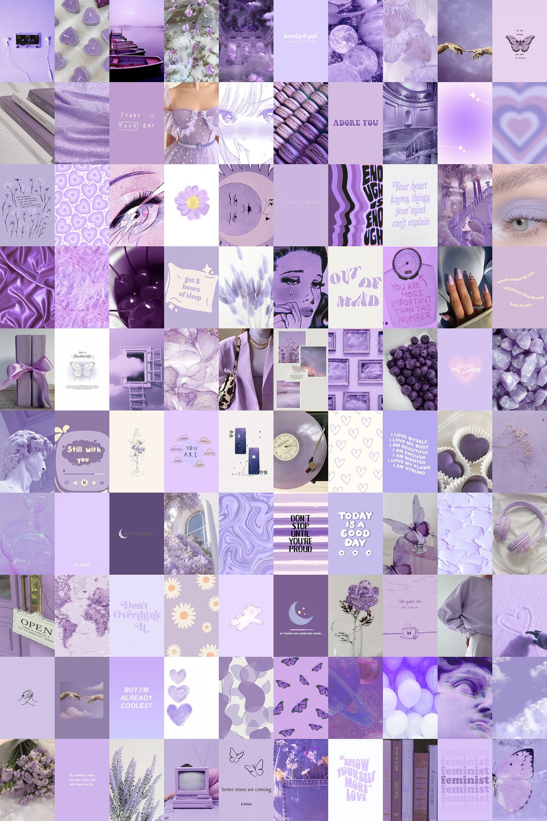 100 PCS | Purple Aesthetic Collage Kit | Lilac Vibe Wall Art Collage ...