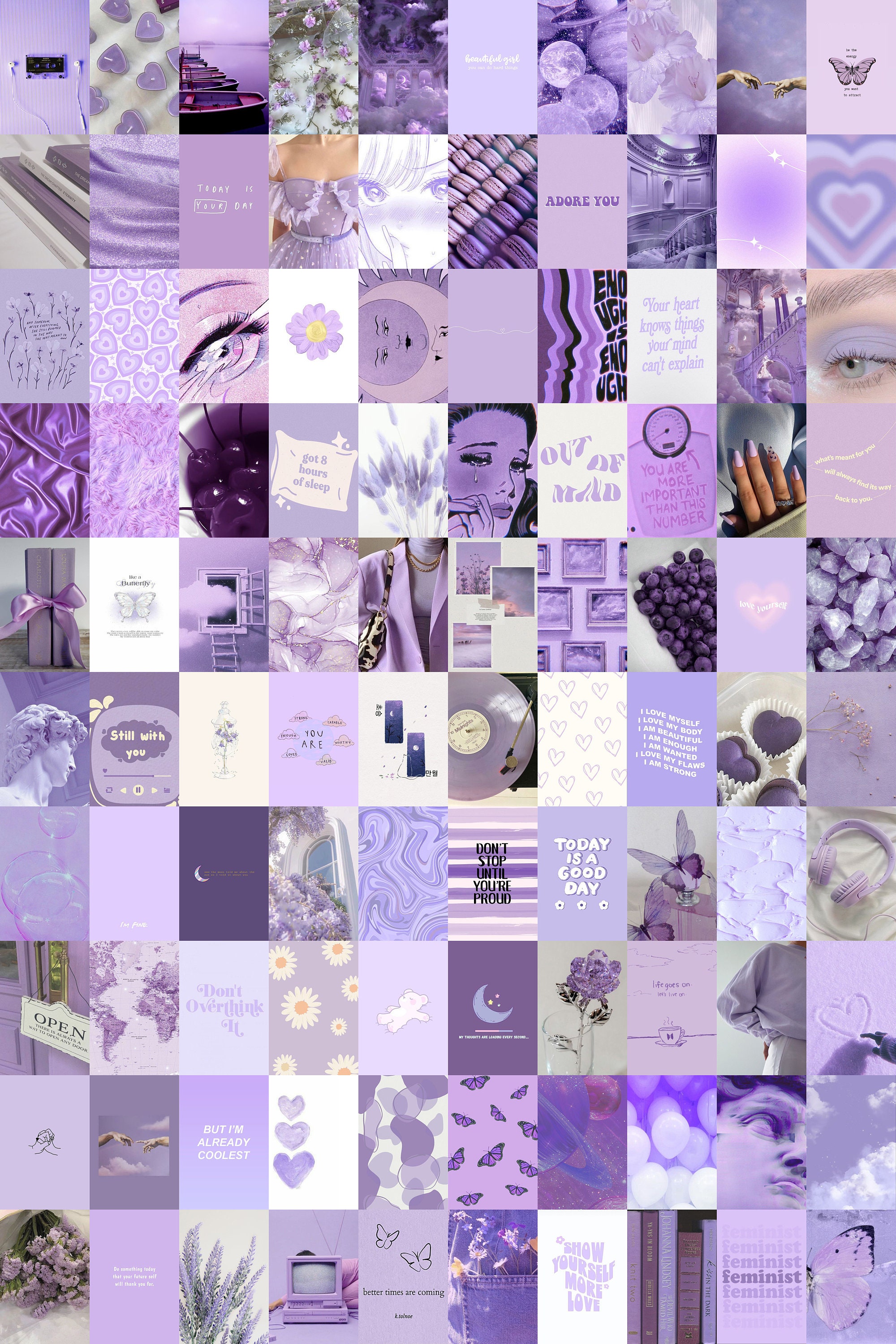 100 PCS | Purple Aesthetic Collage Kit | Lilac Vibe Wall Art Collage ...