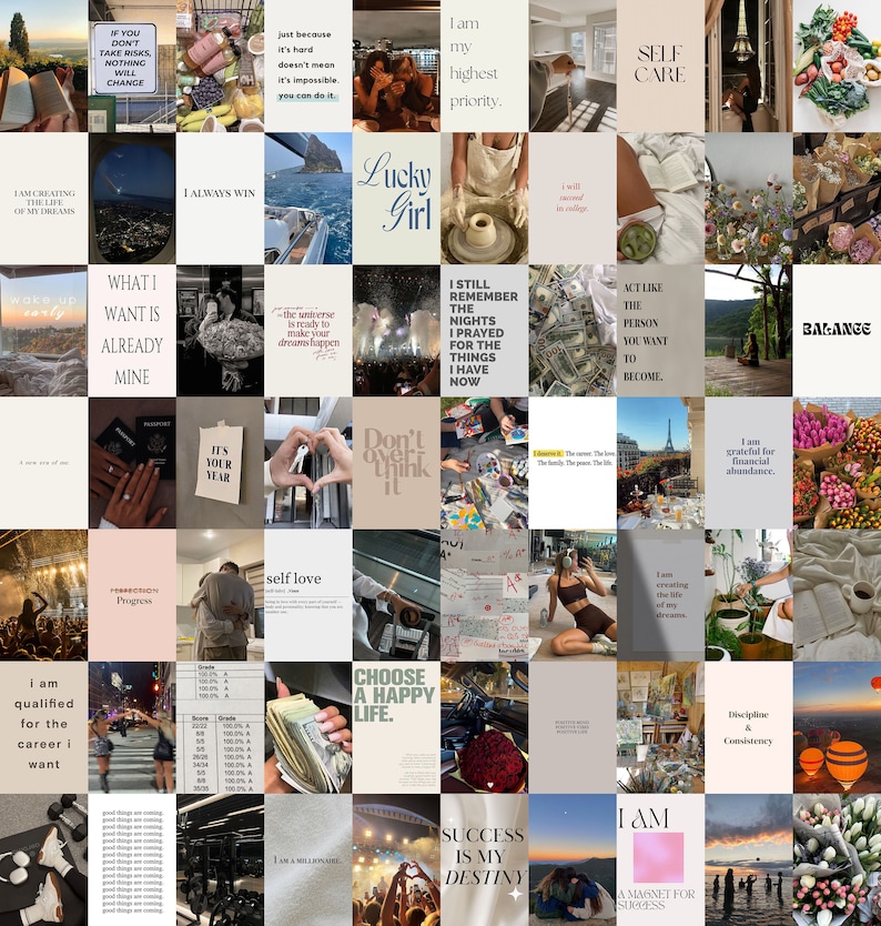 60 PCS 2024 Vision Board Aesthetic Ideas Collage Kit Dream Positive ...