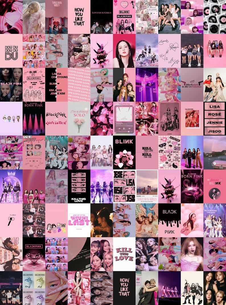 90 Pcs Pink Blackpink Aesthetic Collage Kit Blink Fandom Art Digital