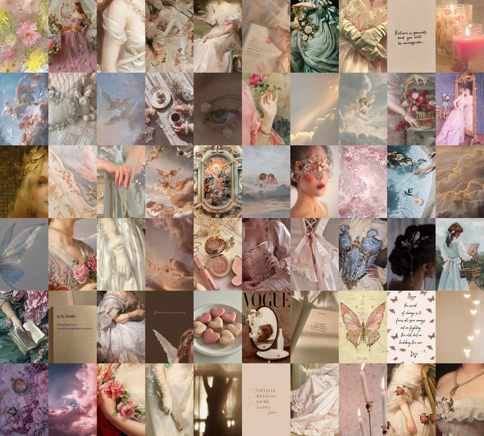 220 PCS | Vintage Angelcore Aesthetic Collage Kit | Princess Crown ...