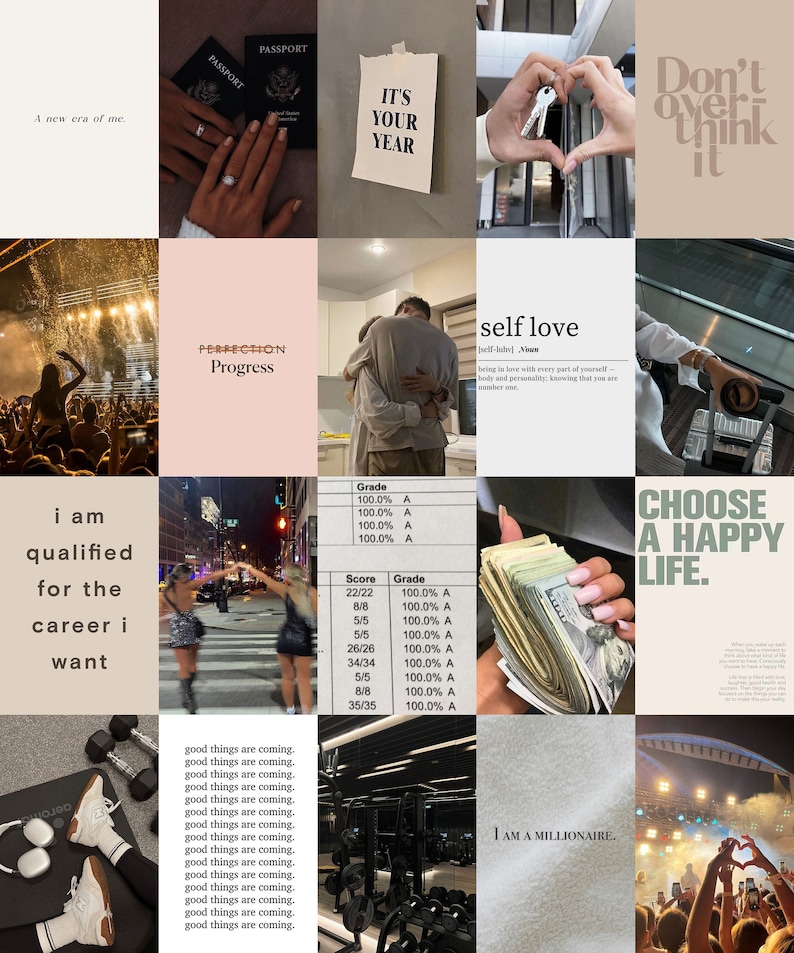 60 PCS 2024 Vision Board Aesthetic Ideas Collage Kit Dream Positive ...
