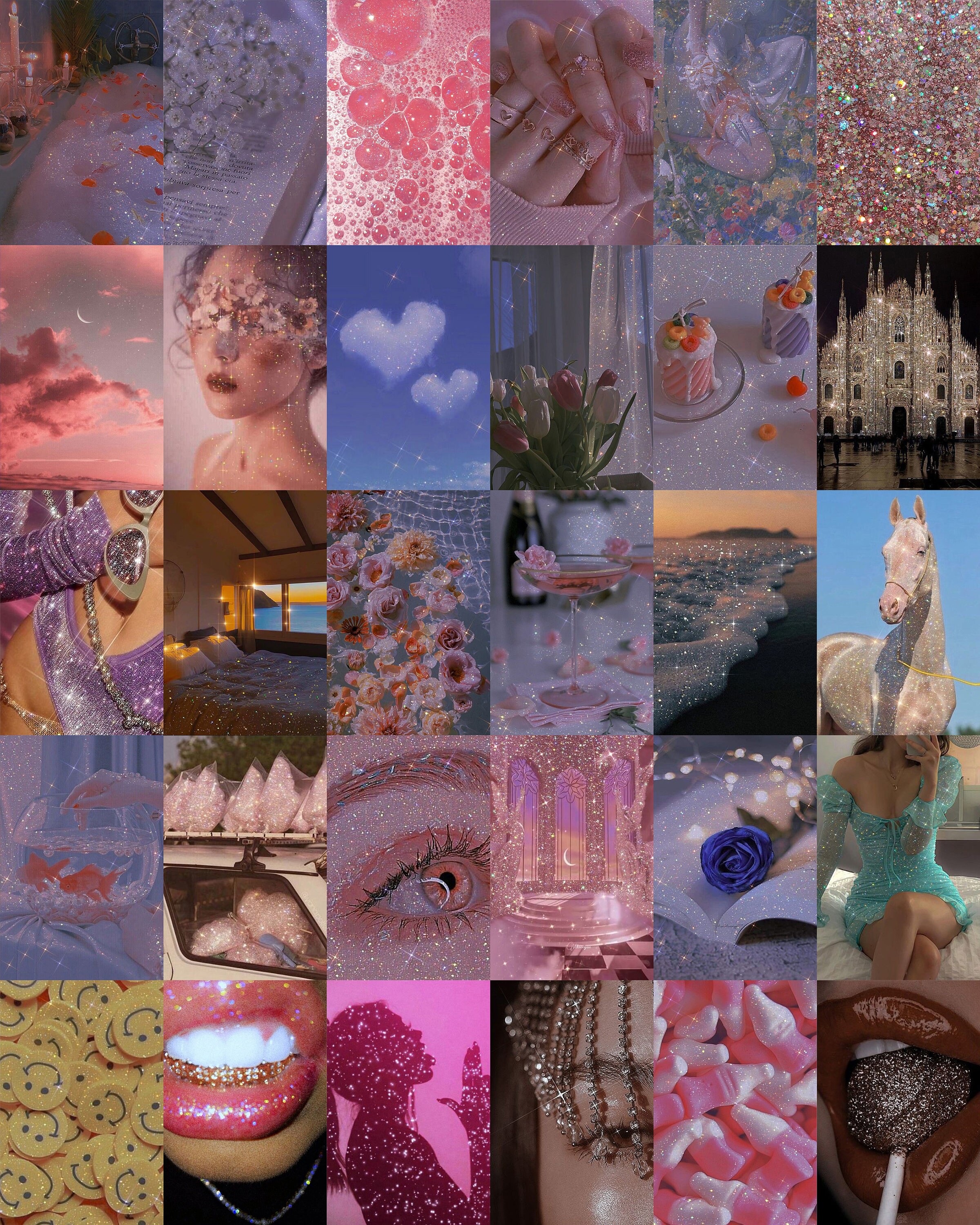 120 PCS | Boujee Glitter Wall Collage Kit | Glam Shine Wall Art Decor ...