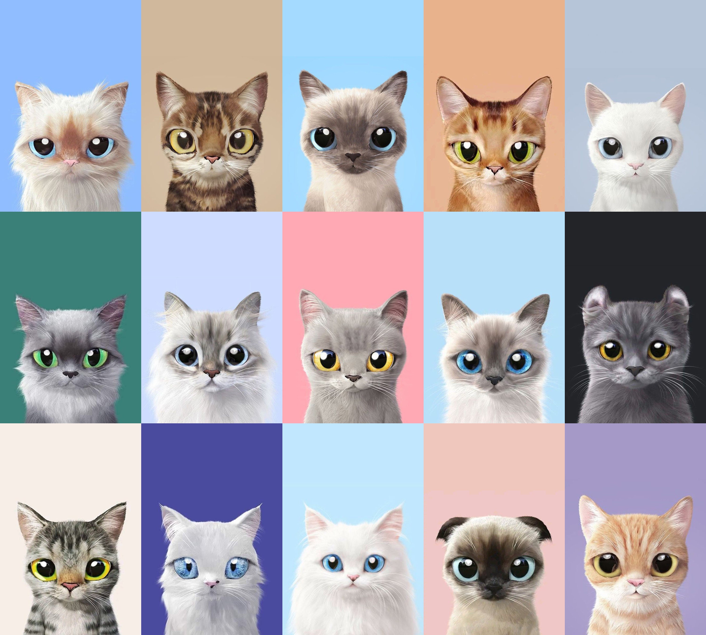 60 PCS Cutie Pretty Cat Portrait Collage Kit Sugar Kittie Collage Kit ...