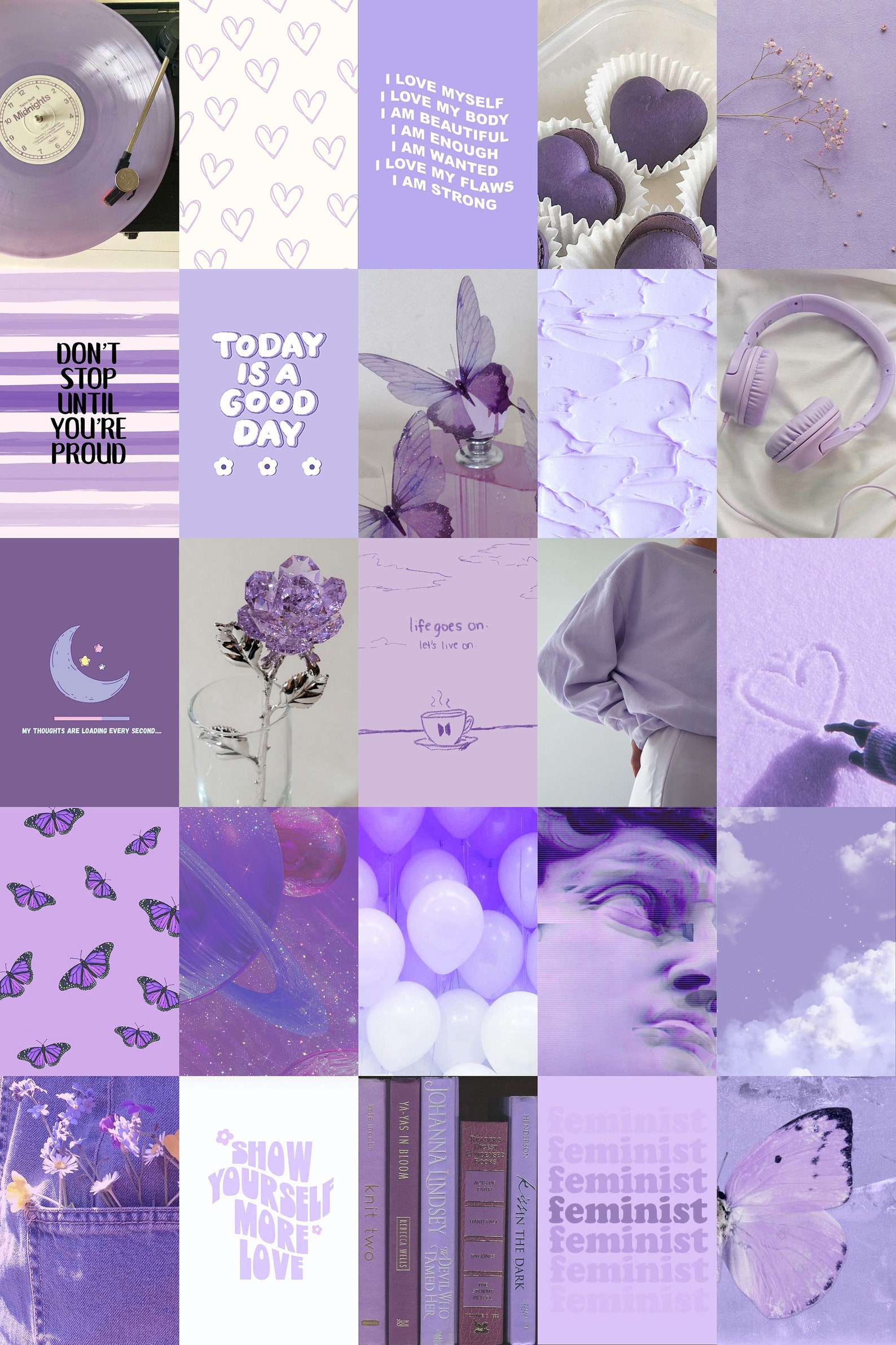100 PCS | Purple Aesthetic Collage Kit | Lilac Vibe Wall Art Collage ...