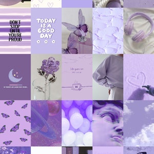 100 PCS | Purple Aesthetic Collage Kit | Lilac Vibe Wall Art Collage ...