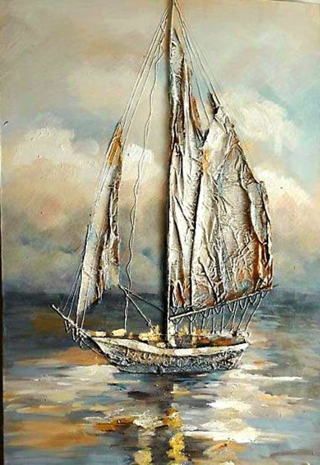 Ship Textured Canvas Painting 3D Art Acrylic - Etsy