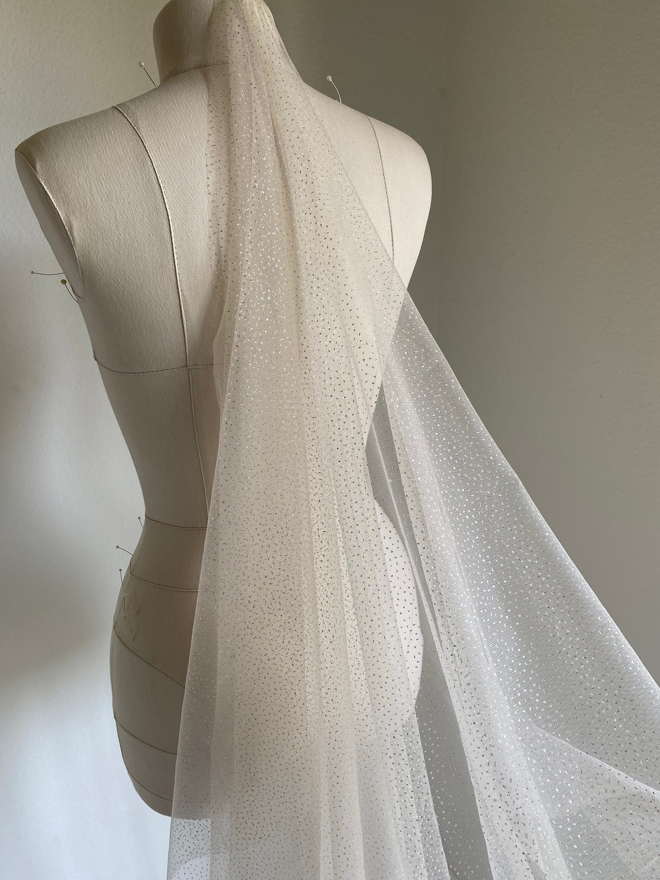 Champagne Glitter Tulle 59 Lace Fabric Soft Bridal Veil Tulle for ...
