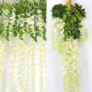 12 Pack Artificial Wisteria Hanging Flowers Fake Wisteria Vines Silk ...