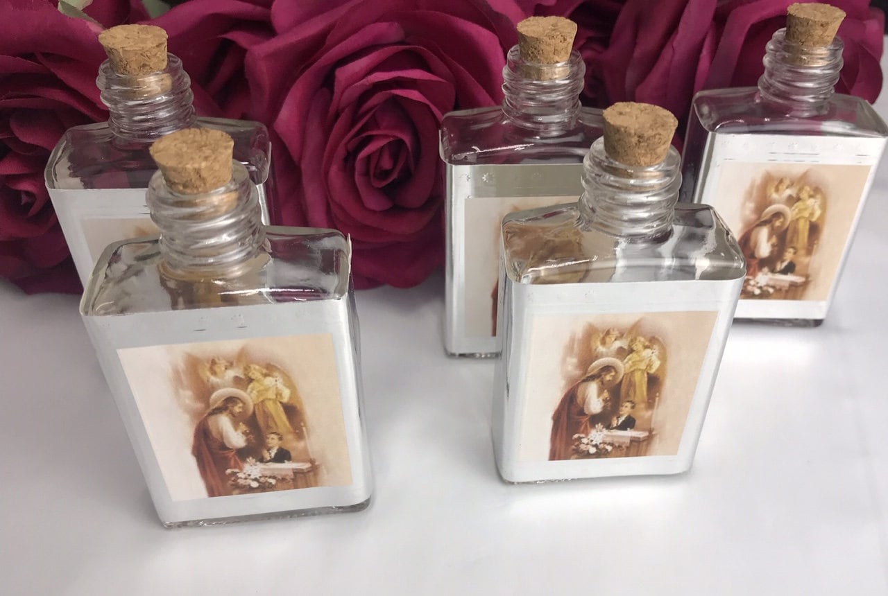 Holy Water Glass Bottle Religious Gift, Baptism Favor for Girl and Boy ...