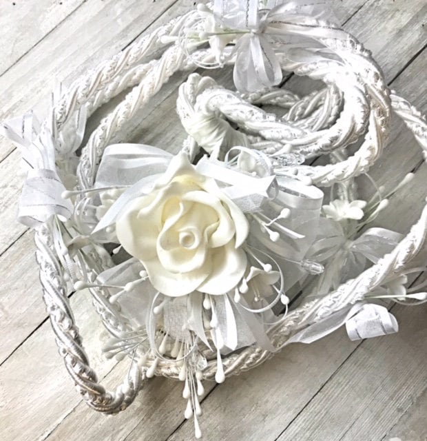 Beautiful Ivory and Gold Intertwine Silver Embellishment Accent Rope ...
