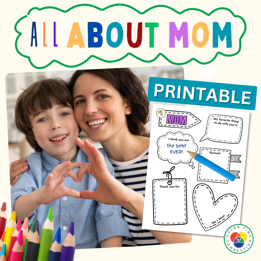 All About MOM Kids Coloring Page, Mothers Day Worksheet, Printable ...