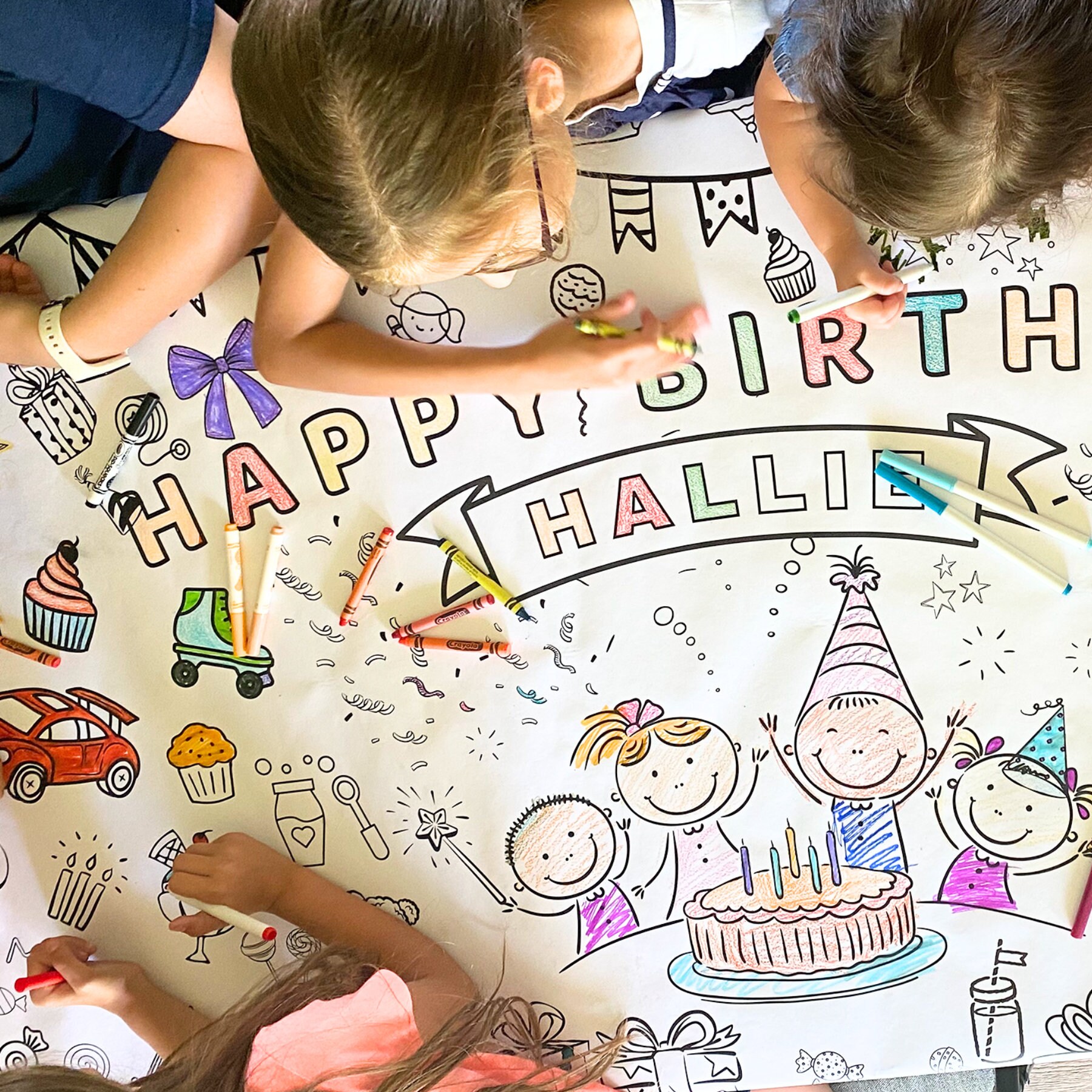 GIANT BIRTHDAY Coloring Poster Tablecloth, Large Coloring, Page ...