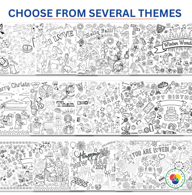 PRINTABLE HUGE I Love CATS Coloring Poster Tablecloth, Large Coloring ...