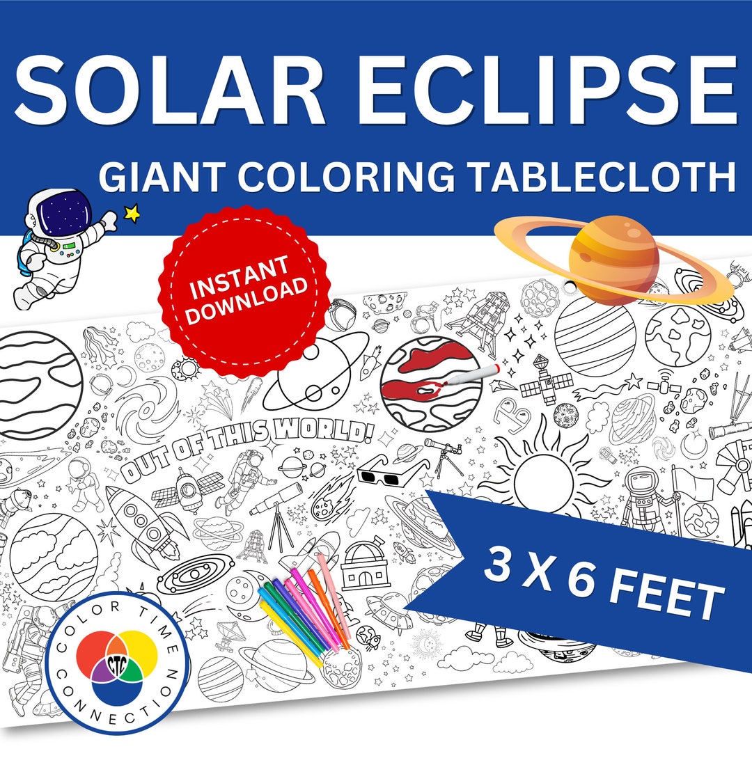 PRINTABLE SOLAR ECLIPSE Giant Coloring Poster, Science Eclipse Large ...