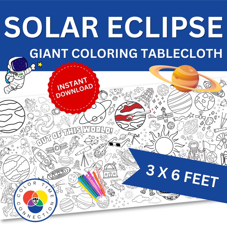 PRINTABLE SOLAR ECLIPSE Giant Coloring Poster, Science Eclipse Large ...