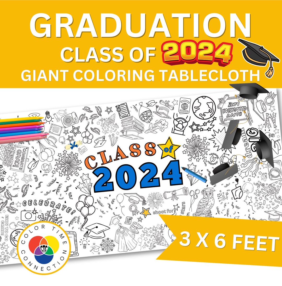 GRADUATION Class of 2024 HUGE Coloring Poster, Party Supplies for Him ...