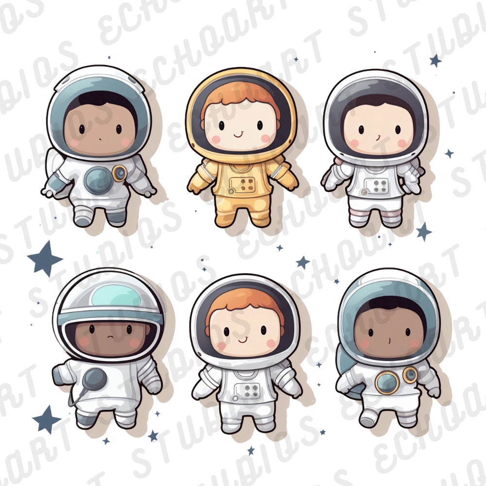 Kawaii Space Exploration Clip Art Pack 100 Images of Cute Astronauts ...