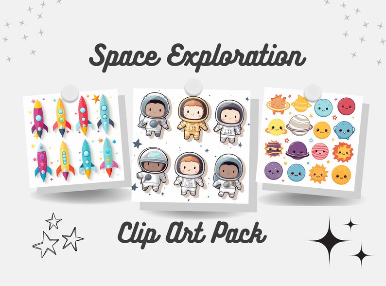 Kawaii Space Exploration Clip Art Pack 100 Images of Cute Astronauts ...