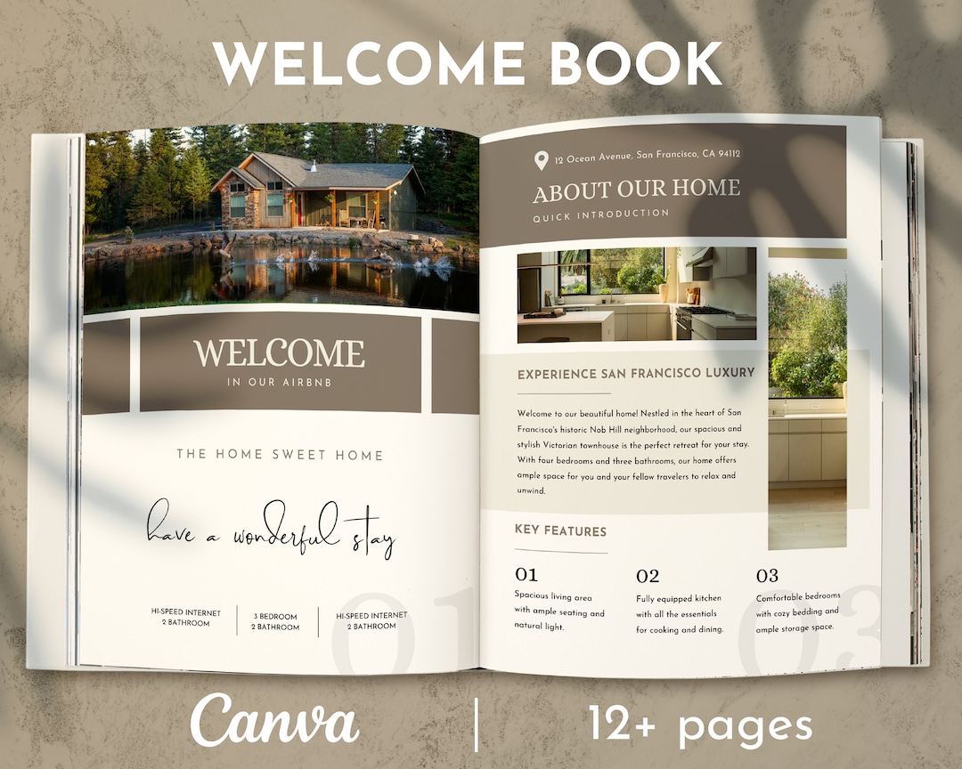 Property Welcome Book Template, Guest Book, Modern House Book, Vacation ...