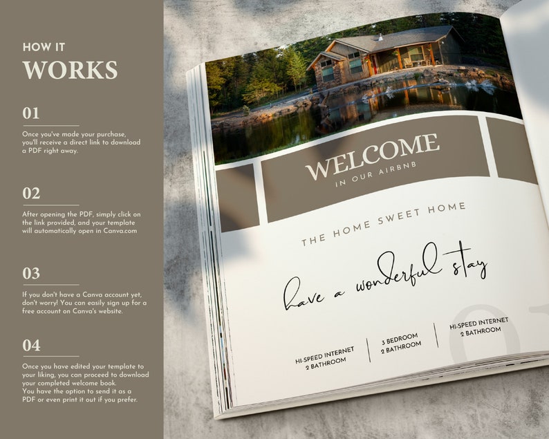 Property Welcome Book Template, Guest Book, Modern House Book, Vacation ...
