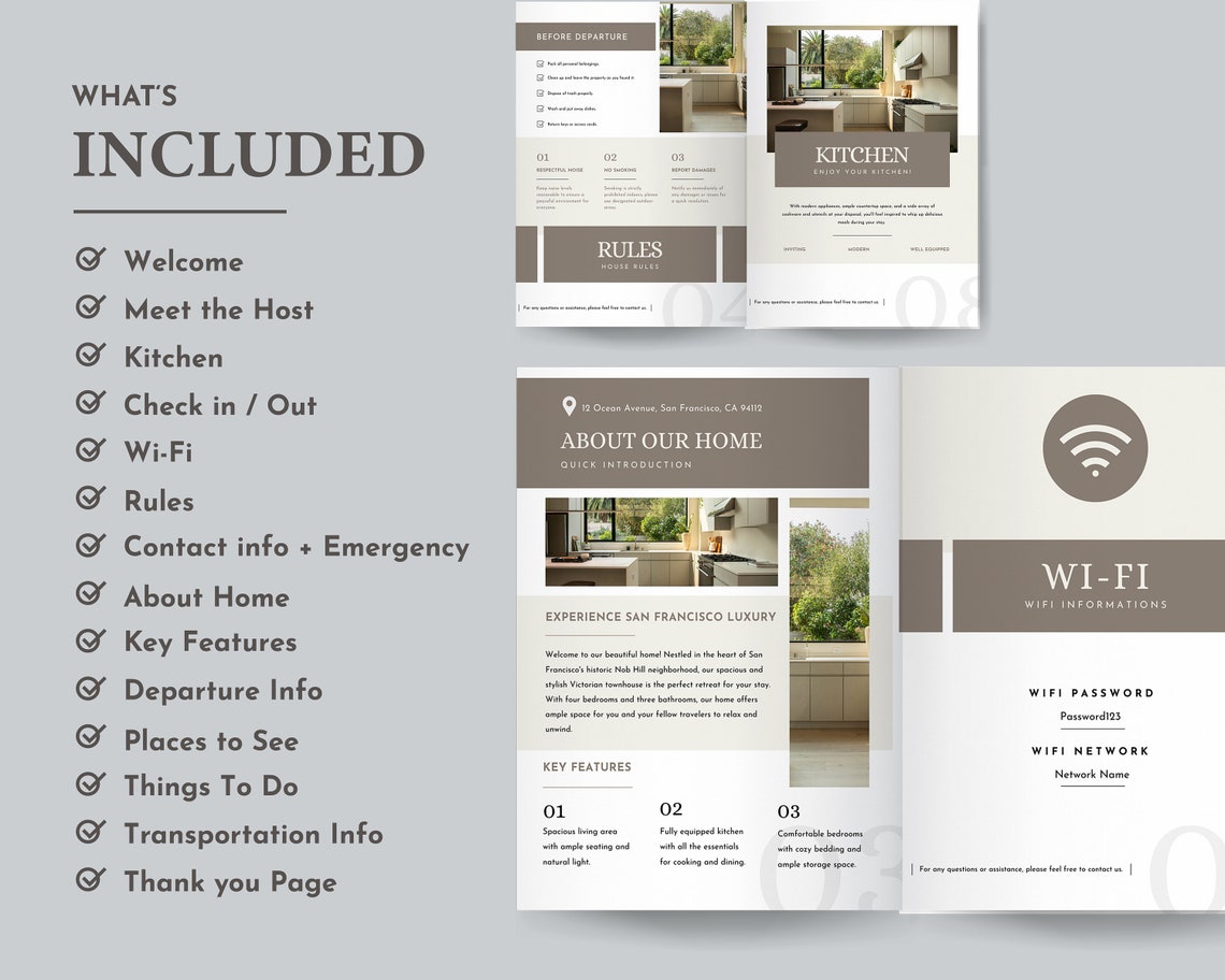 Property Welcome Book Template, Guest Book, Modern House Book, Vacation ...