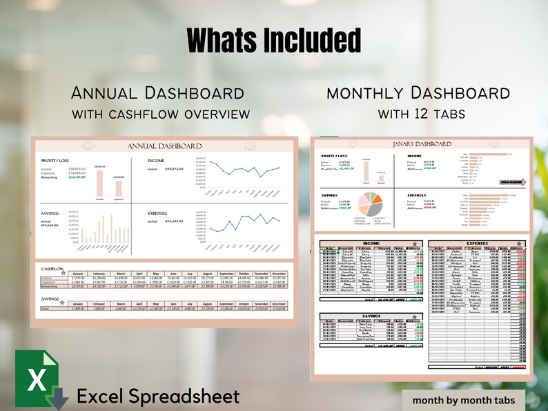 Excel Income and Expense Spreadsheet, Simple Excel Spreadsheet, Income ...