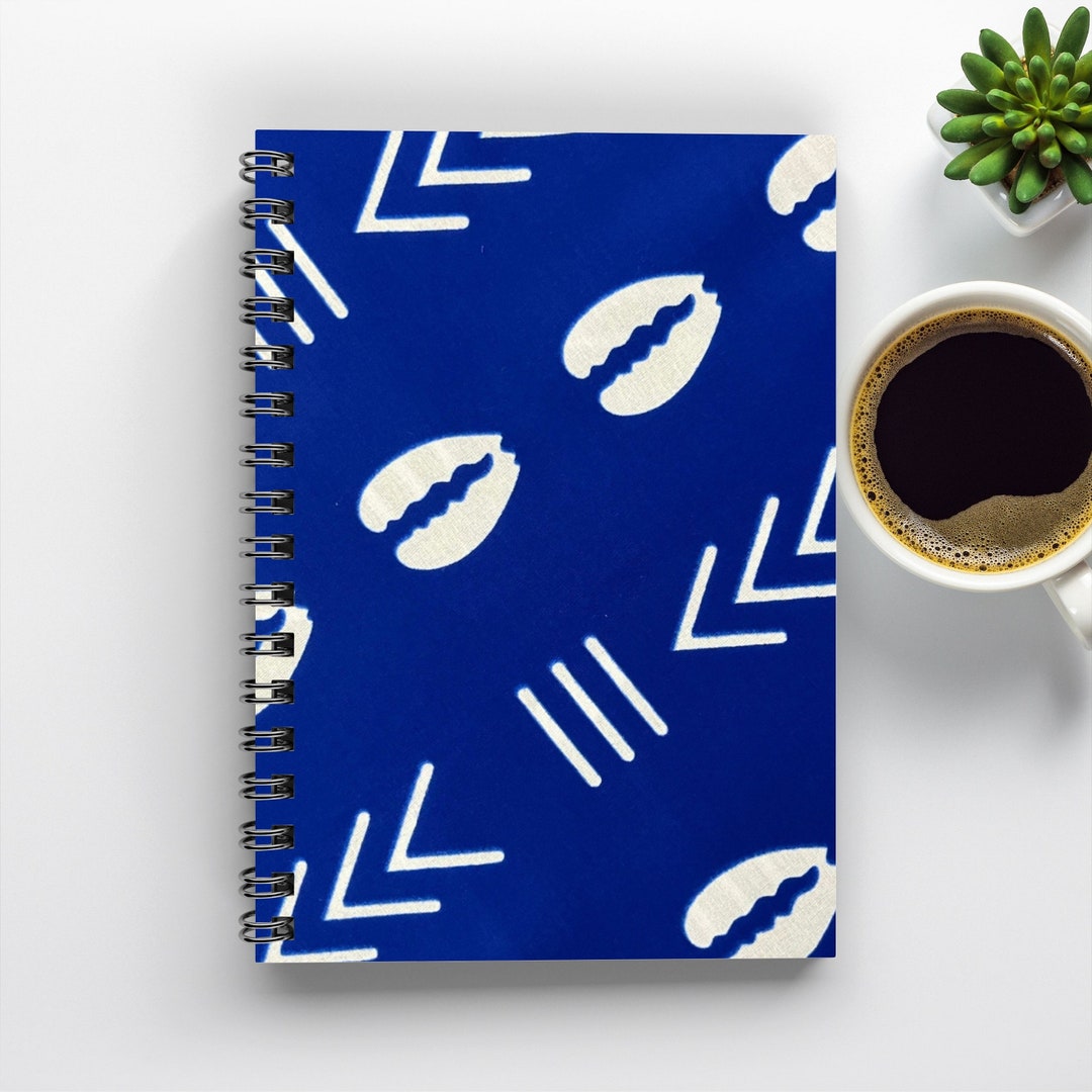 Blue Bogolan Fabric Design L Notebook, Spiral Bound, Spiral Journal ...
