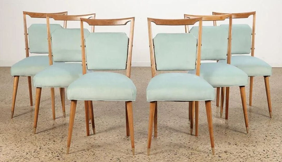Set of 6 Reupholstered Vintage Dining Chairs, 1950s - Etsy