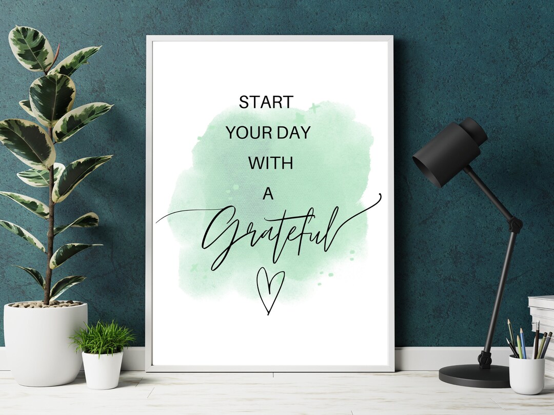 Printable Green Watercolor start With a Great Heart Wall Art Set ...
