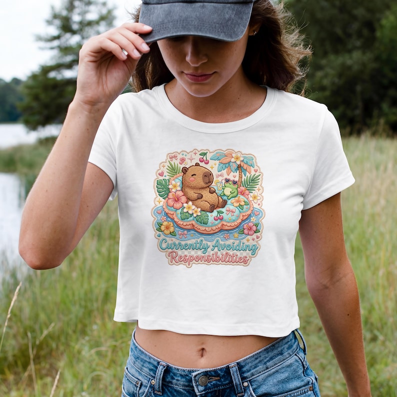 Capybara Frog Tropical PNG, Faux Embroidery Summer Sublimation Design ...